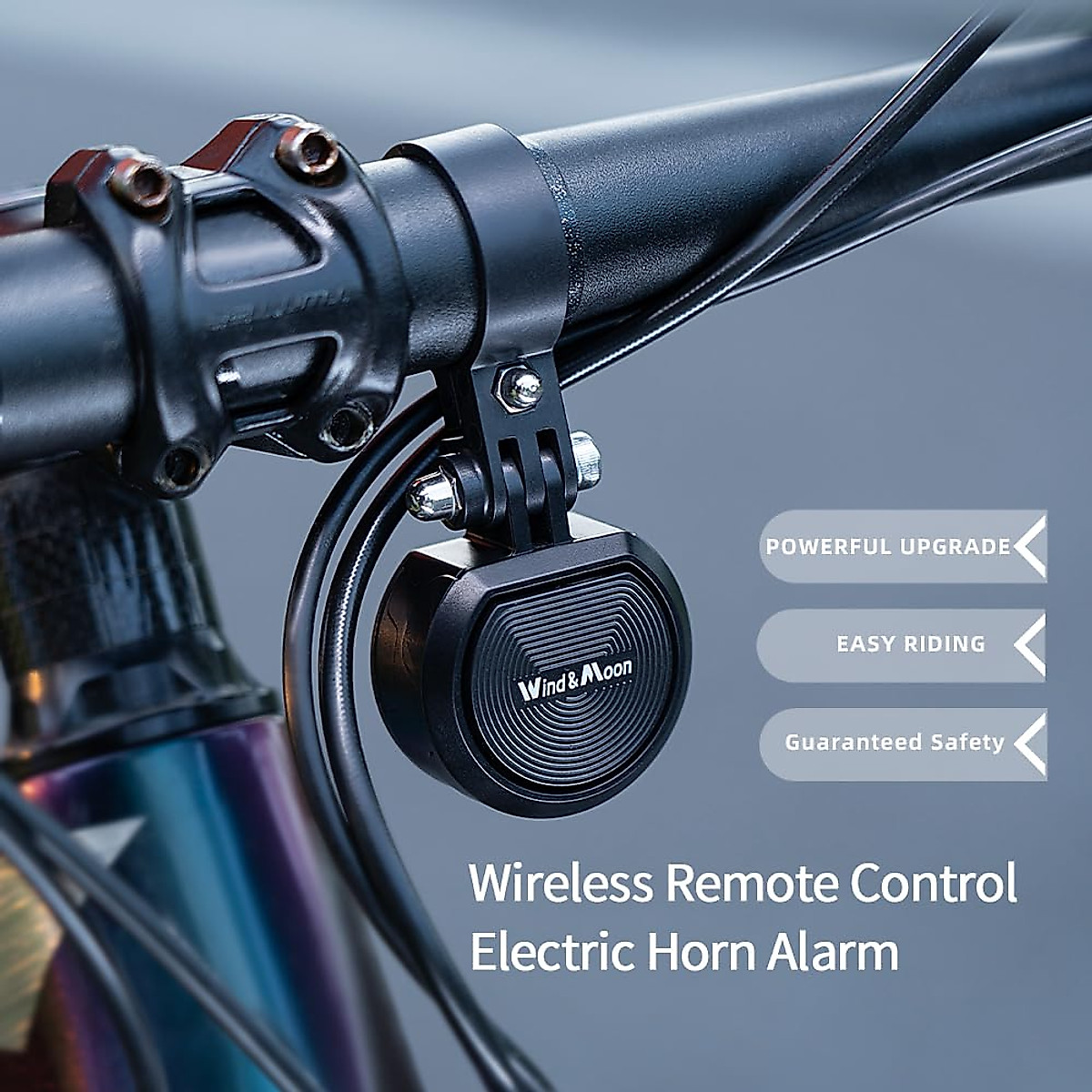 LESOVI Electric Bike Horn with Remote Control Adjustable Volume Bike Alarm for Adult, Bicycle Bell with Long Battery Life,IPX6 Waterproof,for Mountain Bike/Road Bike/Electric Scooter (WT07)