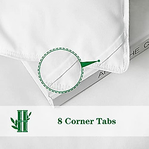 DREAMHOUR Bamboo Fiber Comforter Queen Size,White Ultra Soft Breathable Plush Duvet Insert All Season Machine Washable,8 Corner Tabs 90X90 Inches