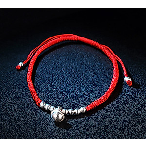 Protection Bracelet for Women and Men Real 925 Sterling Silver Lucky Bell Amulet Red Rope Bracelet Handmade String Adjustable Jewelry Gift Red 6