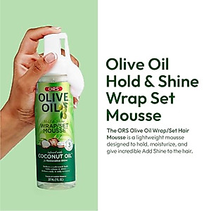 ORS Olive Oil Hold & Shine Wrap Set Mousse Infused with Coconut Oil for Restorative Shine 7 Ounce (Pack of 3)