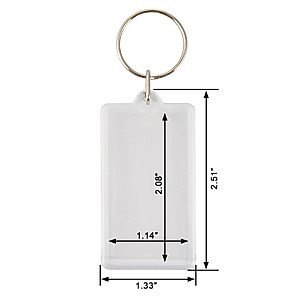 50pcs Size:2.51"x1.33" Custom Personalised Insert Photo Acrylic Blank Keyring Keychain Wholesale