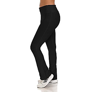 Simply Ravishing Cotton Fold Over Bootcut Yoga Pants (Size: XS-5X), Medium, Black