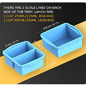 ZIP STANDING Silicone Freezer Trays with Lids, Set of 4 - with 1cup and 2 cup Silicone Freezer Molds for freezing soups, sauces and individual microwave safe