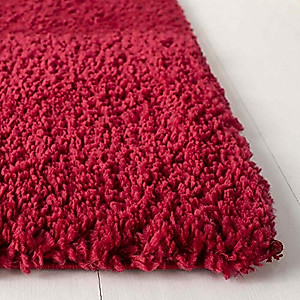 SAFAVIEH August Shag Collection Runner Rug - 2'3" x 12', Red, Solid Design, Non-Shedding & Easy Care, 1.2-inch Thick Ideal for High Traffic Areas in Living Room, Bedroom (AUG900Q)