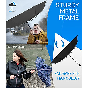 Rain-Mate Compact Travel Stick Umbrella - Pocket Portable Folding Windproof Mini Umbrella - Auto Open and Close Button and 8 Rib Reinforced Canopy