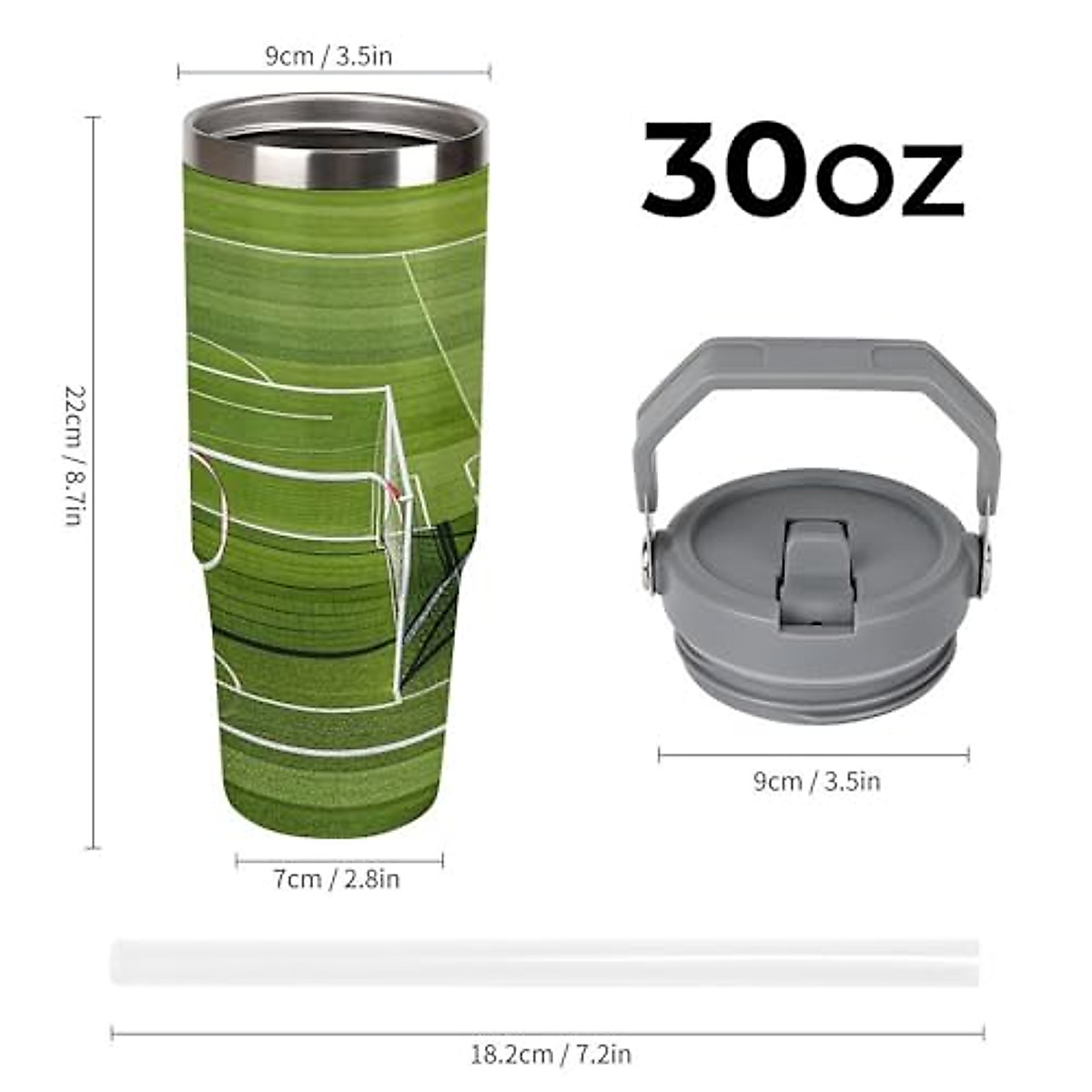 WITHSBKK 30oz Car Cup Football Goal Post Sports Area Printed with Portable, Stainless Steel Travel Mug, Vacuum Insulated Tumbler And Straw, Leakproof for Car & Outdoor, UV Printed Design