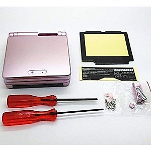 Replacement Full Housing Shell Case Screen Lens Screws for GBA SP Game Boy Advance SP (Pink)