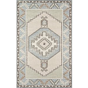 Momeni Anatolia Wool and Nylon Area Rug 3'3" X 5' Light Blue