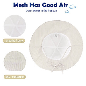 Zando Baby Girl Sun Hat Infant Wide Brim Hats Baby Boy Beach Hat UPF 50+ Toddler Caps for Boys Girls Baby Bucket Hat Beige 6-12 Months