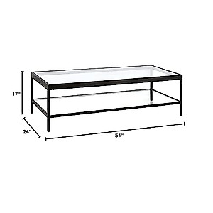 Henn&Hart 54" Wide Rectangular Rectangular Coffee Table in Blackened Bronze, Modern Rectangular Coffee Tables for living room, studio apartment essentials
