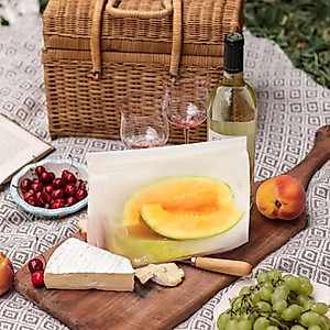 Reusable Freezer Bags, 3 Pack PEVA Material Reusable Storage Bags, Leak proof Reusable Bags Silicone, Plastic Free for Fruit, Marinate Meat, Cereal, Sandwich, Snack, Travel Items