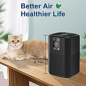 Air Purifiers for Bedroom Home, Air Purifier with True H13 HEPA Filter for Dander Pollen Odor, Small Desktop Air Purifier with 9 Timers for Office,Living Room, Bedroom,Kitchen, Black,1pack
