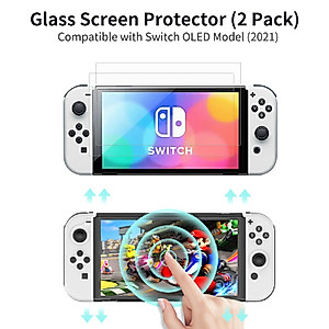 JAOYSTII Carry Case for Nintendo Switch OLED Model 2021, Accessories Kit with Clear Cover, Screen Protector, Thumb Grip Caps & More, Suitable for Travel and Home Storage