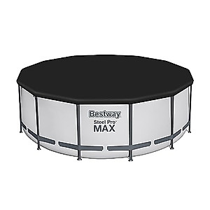 Bestway Steel Pro MAX 13 Foot x 48 Inch Round Metal Frame Above Ground Outdoor Swimming Pool Set with 1,000 Filter Pump, Ladder, and Cover