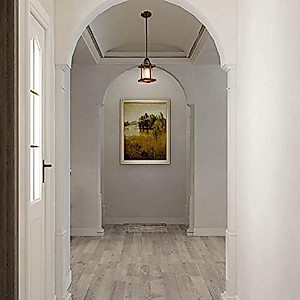 LNC Faux-Wood Pendant Lighting, Farmhouse Hanging Fixture with Glass Shades for Kitchen Island, Bedroom, Dining Room, Hallway and Foyer