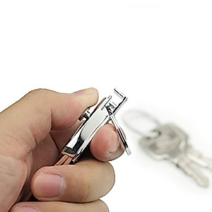 dpob Luxury Ostrich Grain Leather Valet Keychain - Designer Key Chain with 3 Detachable Key Rings (Black)