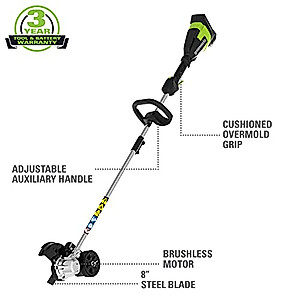 Greenworks 40V 8" Brushless Edger, 4.0Ah USB Battery and Charger Included