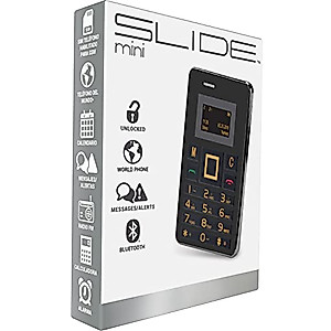 Slide Wallet Size Unlocked Mini Cell Phone Worldwide 2G GSM Service, Black/Silver