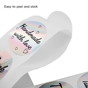 500 Pcs Thank You Label Stickers, 1.5" Holographic Stickers Thank You for Supporting My Small Business Stickers for Business Gift Wrapping, Ideal for Online Sales & Shops