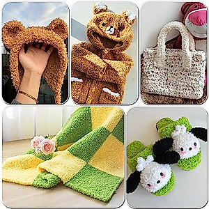 3 PCS 150g Soft Coral Velvet Yarn Chenille Yarn for Crocheting,Fluffy Yarn for Knitting and Croche DIY Craft,Warm Yarn for Bag Hat Scarve Clothe Gloves Slippers Doll(White)