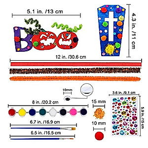 Winlyn 56 Sets Halloween Decorations DIY Hanging Wooden Halloween Ornaments Halloween Craft Kits Paintable Unfinished Wood Pumpkin Ghost Spider Googly Eyes for Kids Art Activity Trick or Treat Décor