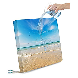 Waterproof Patio Chair Seat Covers Beach Themed Beautiful Blue Sky and Sea 2 Pack Outdoor Cushion Covers,Removable Cushion Slipcovers for Dining Room,Garden,Beach 20x18x4 Inch