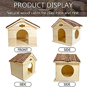 Hamiledyi Hamster Wooden House, Natural Handcrafted Small Animal Hideout Hut Chew Cage Toy for Guinea Pig Chinchilla Rat Mouse Gerbil Hedgehog
