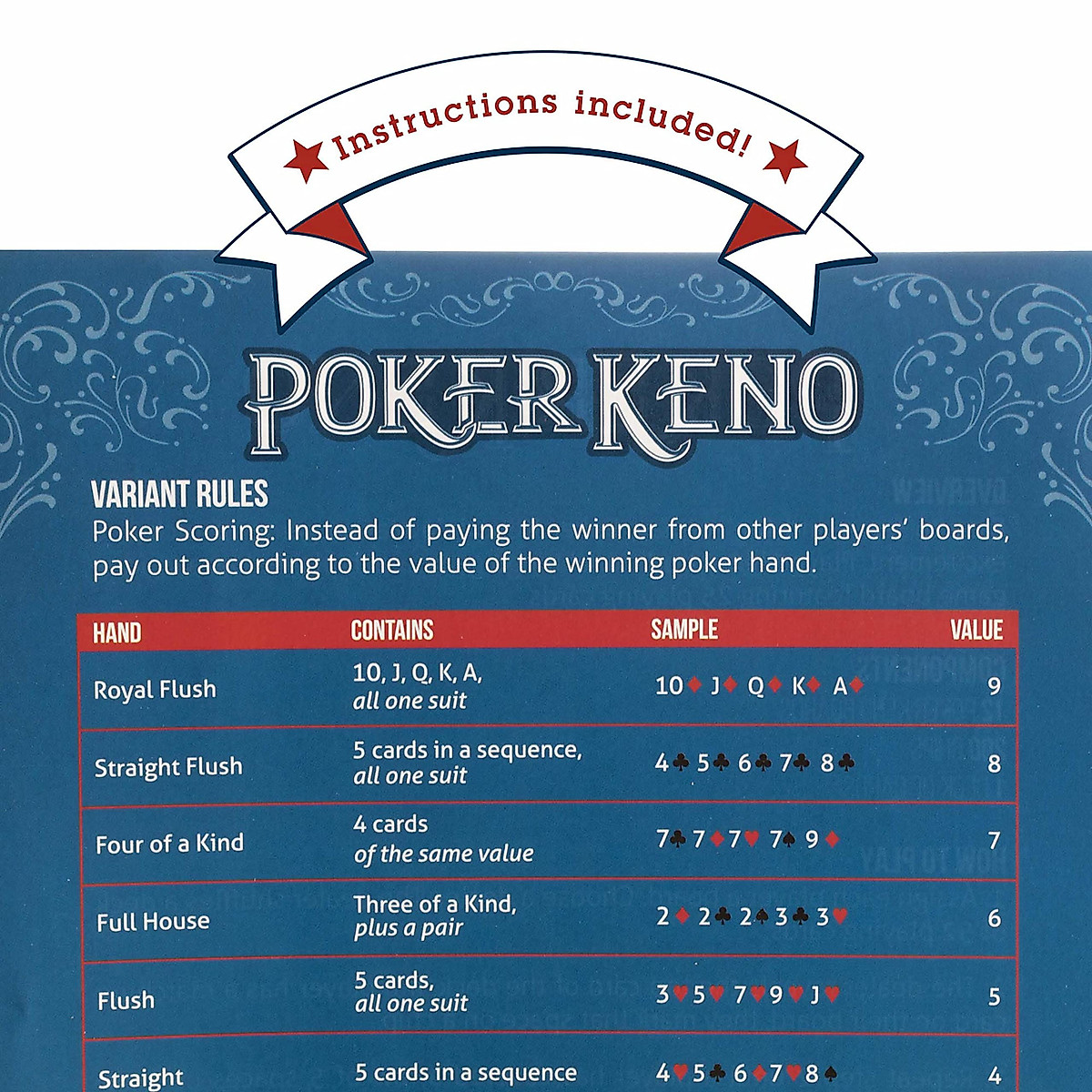 MBGBrybelly Poker Keno and More Poker Keno Bundle - 24 Players Complete Game and Expansion Pack - 24 Game Boards, 2 Decks of Cards, 400 Plastic Blue Bingo Chips - Family Game Night Casino Gift