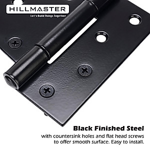 HILLMASTER 3.5 Inch Heavy Duty Gate Hinges Fence Door Hinges Durable Black Gate Strap Hinge for Indoor Outdoor, Gate Hardware Kit for Shed,Wooden Fences,Vinyl Fence Gate,Barn Door,Garage,2 Pack
