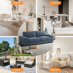 EASELAND 88" Chenille Sofa Couch, 3 Seater Loveseat for Living Room, Lounge Sofa for Bedroom with Removable Back and Seat Cushions, Modern Deep Seat Comfy Couch with Solid Wood Legs and Armrest(Blue)