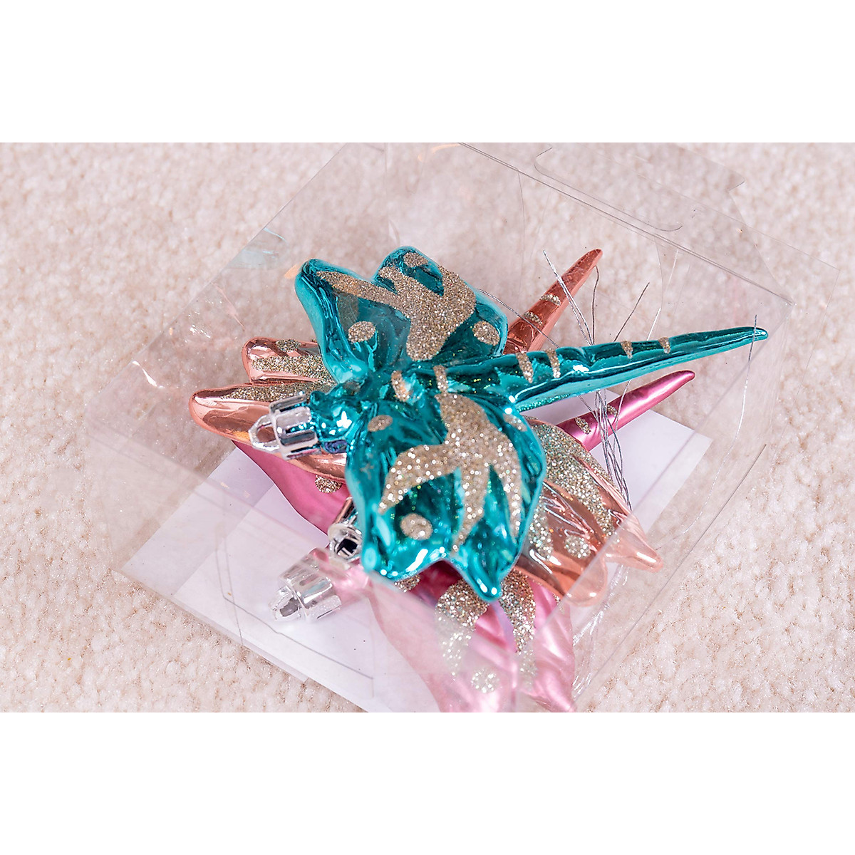 Clever Creations Dragonfly Christmas Ornament Set of 4 Pieces, Shatterproof Holiday Décor for Christmas Trees, Peach, Pink and Teal