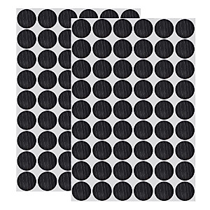 108 PCS in 2 Sheets Self-Adhesive Screw Hole Stickers PVC Screw Covers Caps Plastic Screw Free Sticker Waterproof Dustproof Wood Textured Cover 21mm/0.82" Dia for Wooden Furniture Black