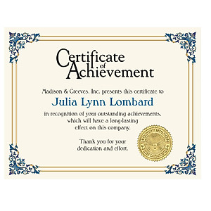 PaperDirect Deluxe Outstanding Performance Gold Foil Certificate Seals, 2 Inch, Self Adhesive, 100 Count, Embossed Seals for Certificates, Achievement and Award Stickers for School, Work, Diploma