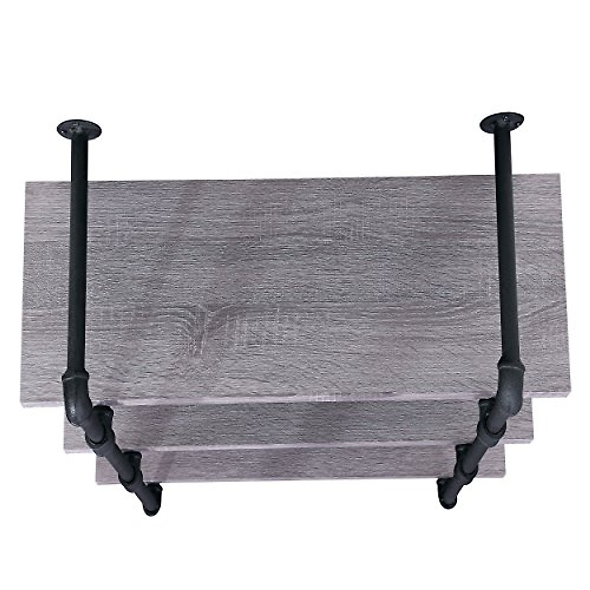 Christopher Knight Home Caden Industrial Three Tier Faux Wood Wall-Mounted Shelf, Finish, Light Gray + Texture Black