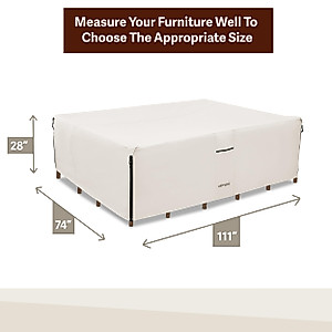 Elmara Patio Furniture Covers – Waterproof, UV Fade-Resistant Outdoor Table Covers Made of Heavy Duty Olefin – Durable All Weather Design Protects Your Patio Furniture (Beige)