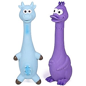 SCHITEC Squeaky Dog Toys, [2 Pack] Squawking Latex Toy with Interactive Squeaker, Squeak Rubber Duck Chicken for Medium Small Dogs