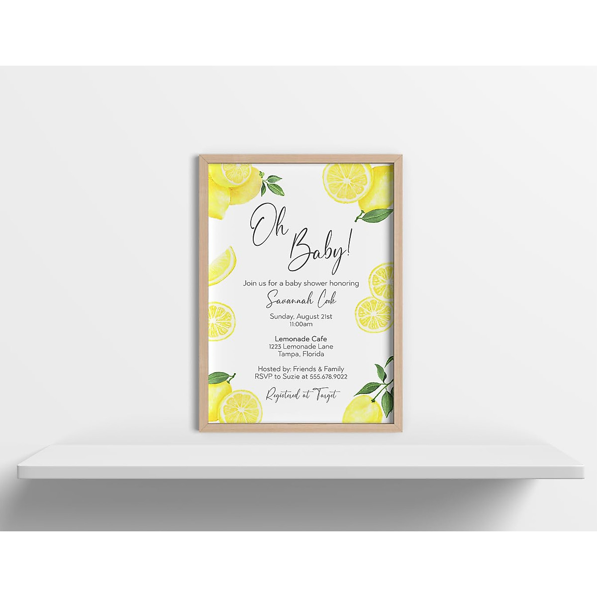 Lemon Baby Shower Invitation Gender Neutral Sweet Little One Customizable Invites (12 Count)