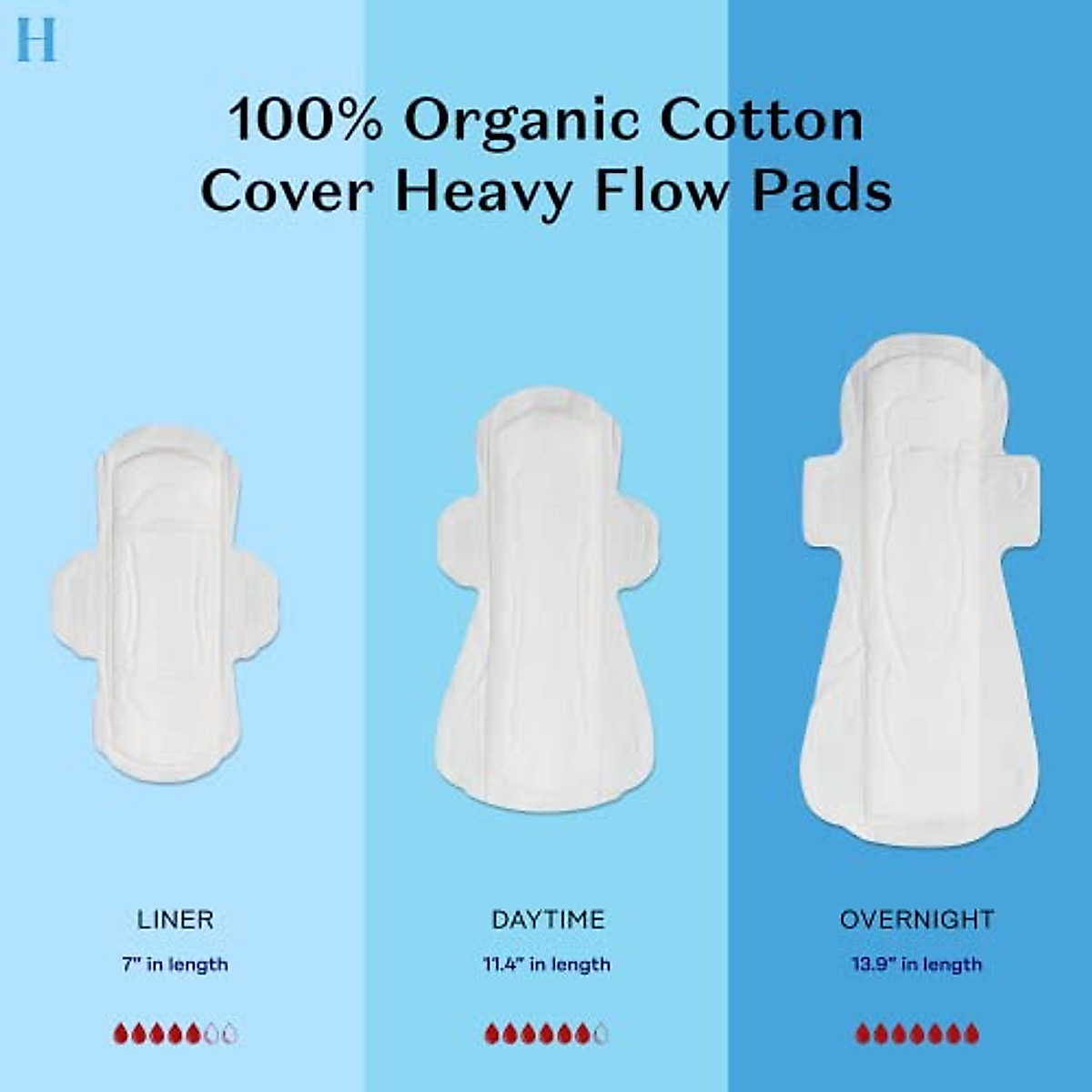 The Honey Pot Company - Daytime Heavy Flow Pads with Wings - Organic Pads for Women - Herbal Infused w/Essential Oils for Cooling Effect, Cotton Cover, & Ultra-Absorbent Pulp Core -16ct