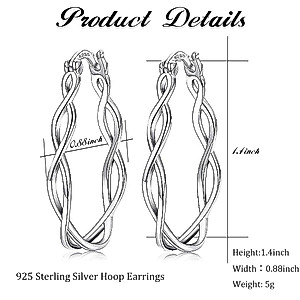 Milacolato 925 Sterling Silver Hoop Earrings Lightweight Twisted Irish Celtic Knot Dangle Earrings Hypoallergenic Boho Vintage Filigree Earrings for Women