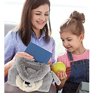 DolliBu Gray Wolf Plush Handbag - Super Soft Plush Stuffed Animal Purse for Children's Accessories, Kids Hand Bag Toy Purse, Pretend Play, Fluffy Dress Up Toy Purses for Girls & Boys