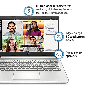HP Laptop, 14" HD Touchscreen, Intel Core i3-1115G4 up to 4.1 GHz Processor, 16GB RAM, 1TB SSD, USB-C, HDMI, SD Card Reader, Windows 11 Home Silver, JVQ MP