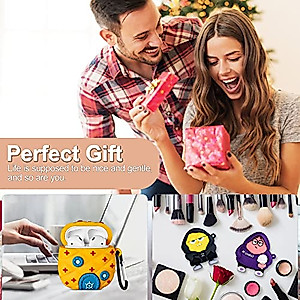[3Pack] Case for Airpods 2/1 Cute 3D Cartoon Character Funny Anime for AirPod 2nd/1st Generation Case Shockproof Silicone Protective Cover for Airpods 1&2 Gen with Keychain Women Men Teenagers