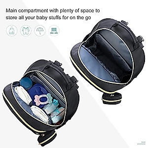 LOVEVOOK Diaper Bag Backpack, Quilted Baby Bag with Changing Pad & Pacifier Holder, Waterproof Travel Diaper Bags with USB Charging Port, Stylish and Large Capacity, Black