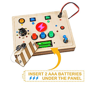 Joyreal Montessori Busy Board Sensory Toys for Toddlers with LED Light Up Switch, Toddler Busy Board Fidget Toys, Educational Learning Fidget Travel Toys for Boys Girls