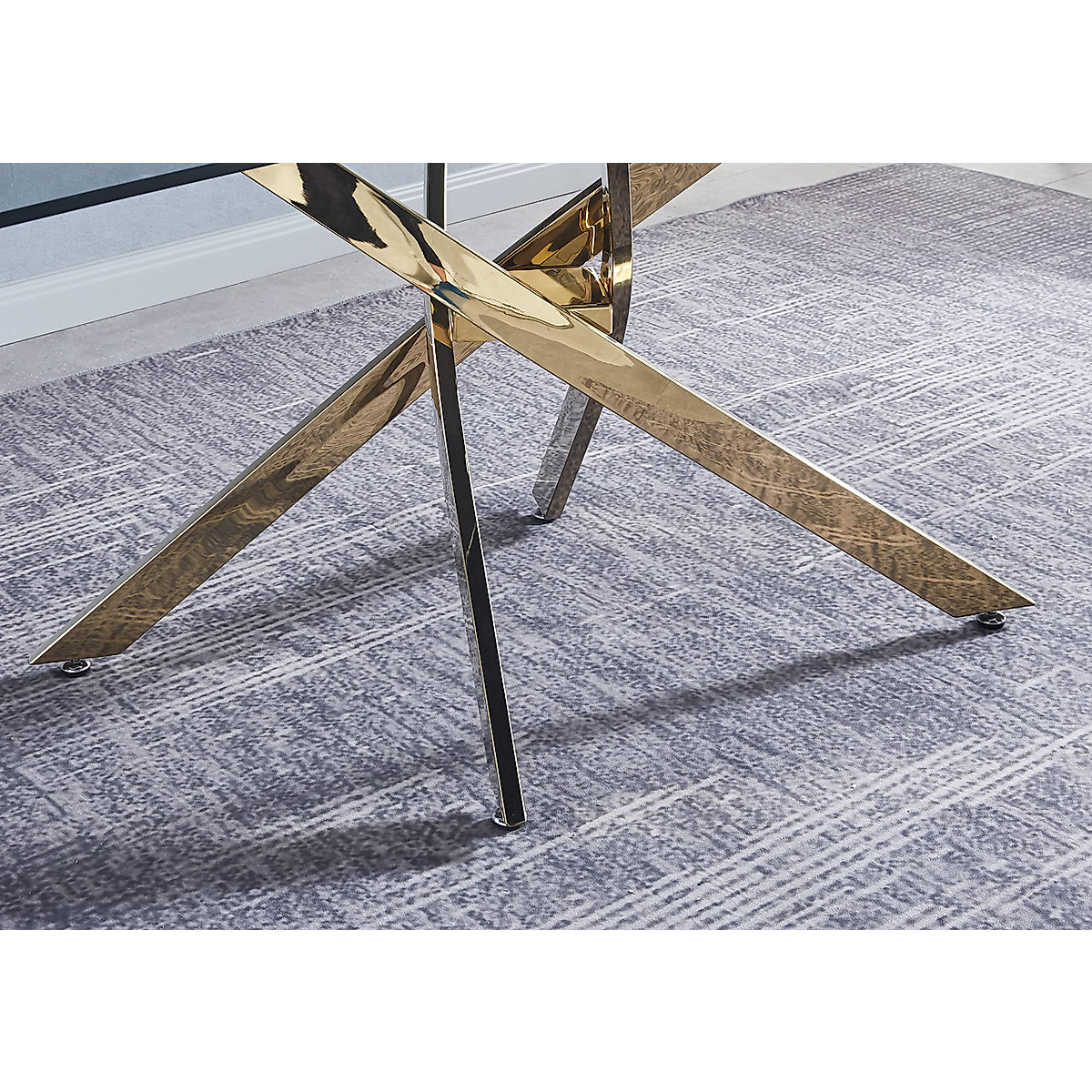 Goderfuu 36 inch Round Dining Table, Modern Dining Room Table with Gold Stainless Steel Base, Circle Tempered Glass Dining Table for 4, Small Dining Table Contemporary Kitchen Table Dinner Table