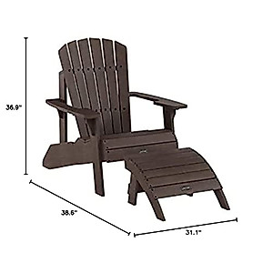 Lifetime 60294 Adirondack Chair and Ottoman Set, Rustic Brown