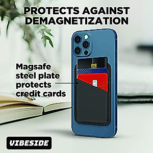 VIBESIDE Magsafe Wallet Compatible with iPhone 14 & iPhone 13 Pro Max – Mag Safe Secure Credit Card Holder – Vegan Leather. Magnetic Card Wallet Holder - Apple iPhone 14,13,12 Compatible