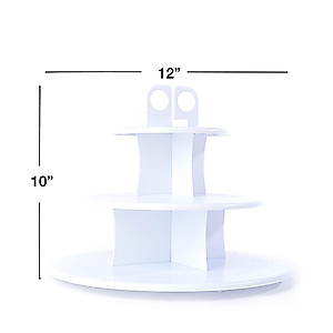 Simply Elegant 3-Tier Plastic White Round Cake Pop Display Stand 42 Hole (3mm) Lollipop Holder, Cupcake Stand, Treat Stand, Weddings Baby Showers Birthday Parties Halloween Candy