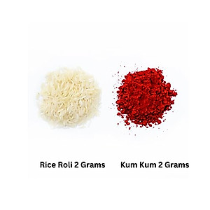 Khanda Raksha Bandhan Brother Gift Pack- Rakhee Bracelet - Large Postcard, Kum Kum Powder, Raw Rice – Indian Rakhri Friendship Thread - Gift from Sister to Brother (Khanda Ik Onkar Red)