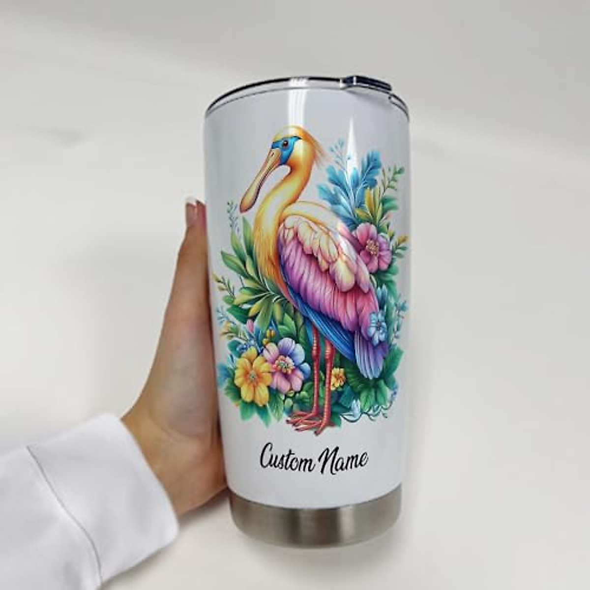 Roseate Spoonbill Gifts, Personalized Tumbler with Roseate Spoonbill Animal’s Name – Custom Cup for Animal Lovers, Gift for Women, Men, Boys, Girls, Gift for Birthdays & Christmas YHYf08